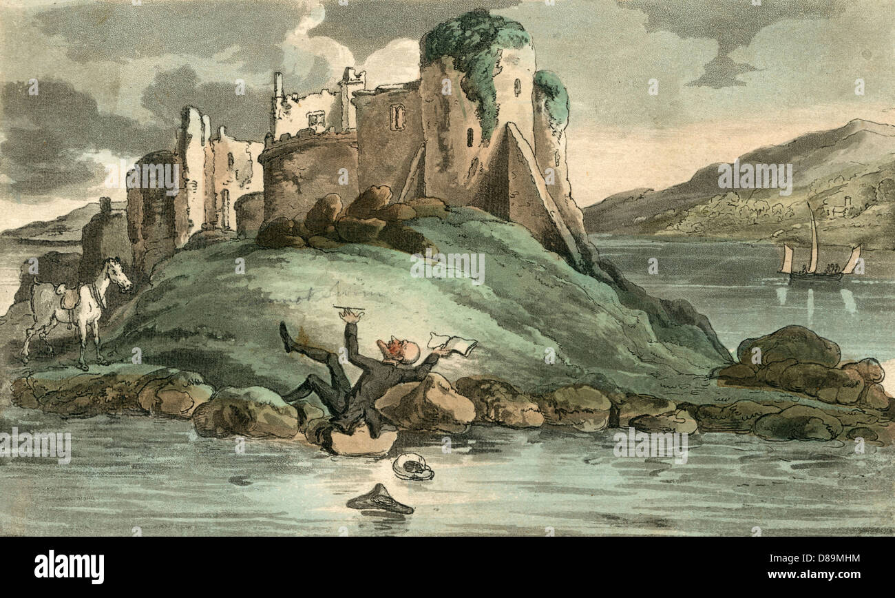 Dr Syntax tumbling into the water Stock Photo - Alamy