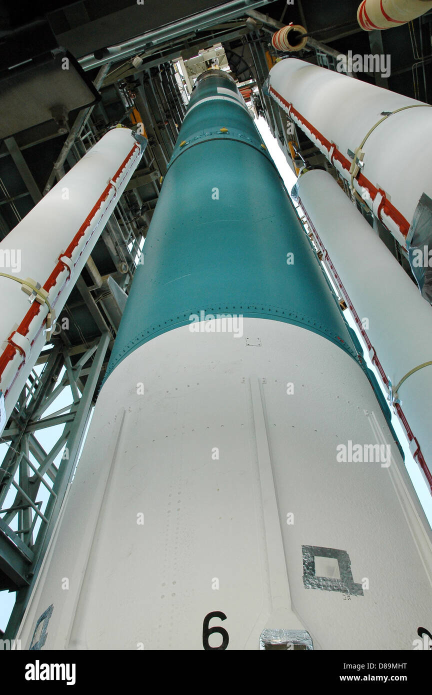 The three GEM 40 boosters are prepared for mounting to the Delta II ...