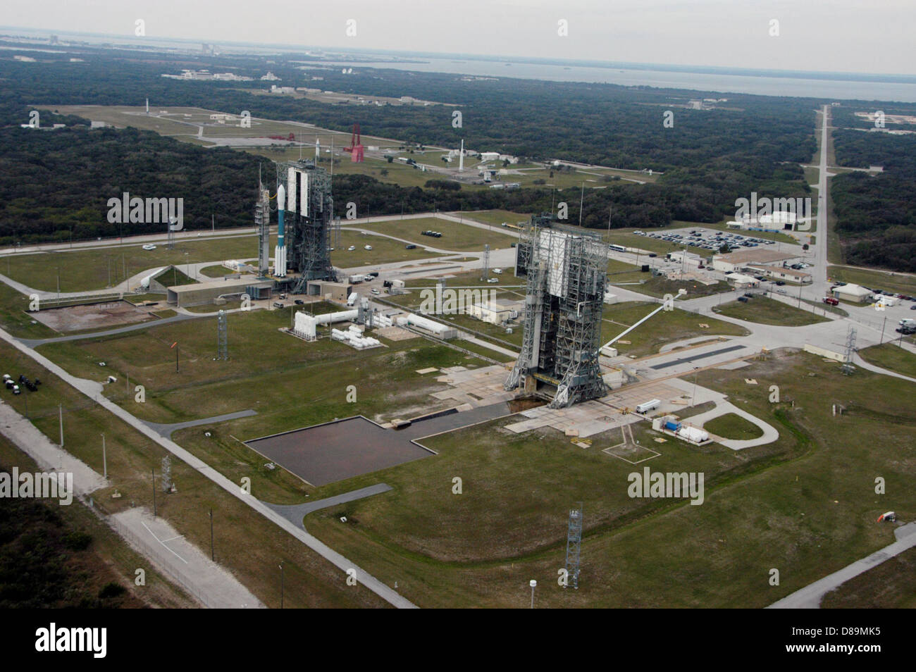 A panoramic view of Launch Complex 17 at Cape Canaveral, showing the ...