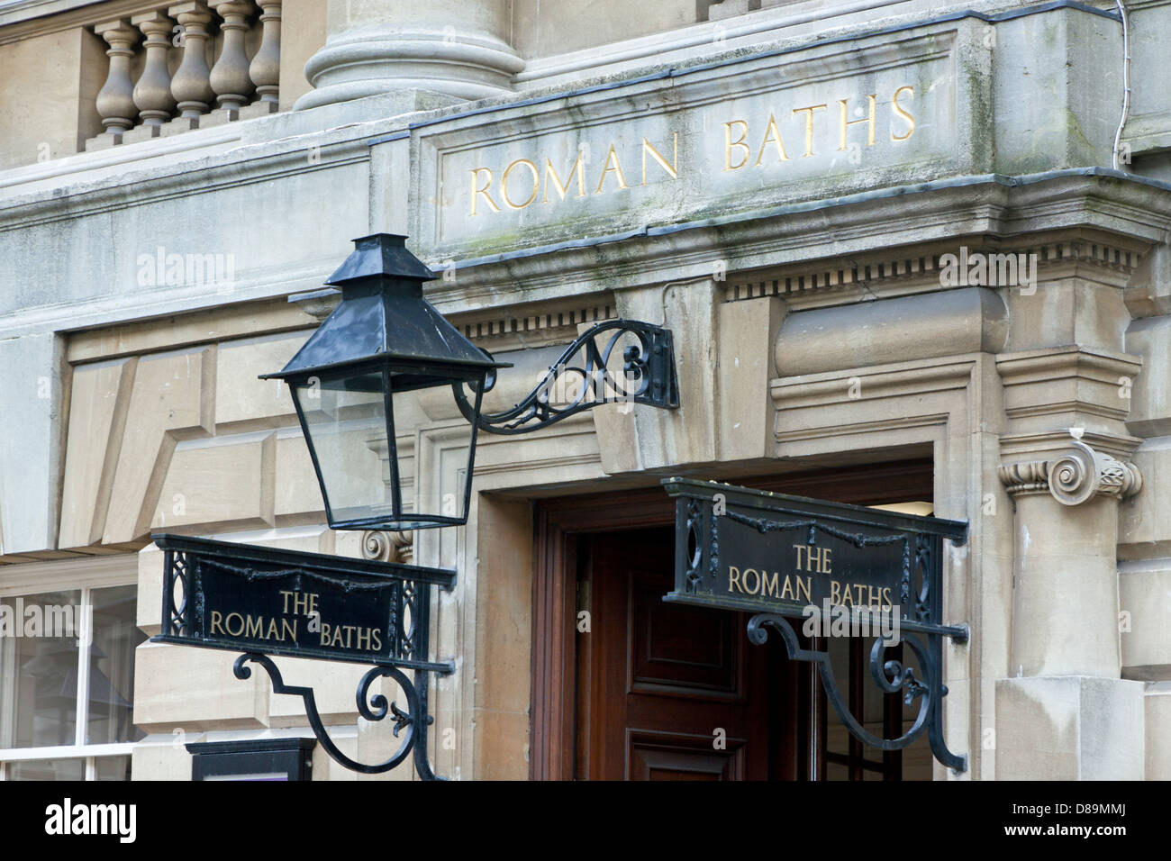 Roman Baths sign in Bath City Centre Somerset Stock Photo - Alamy