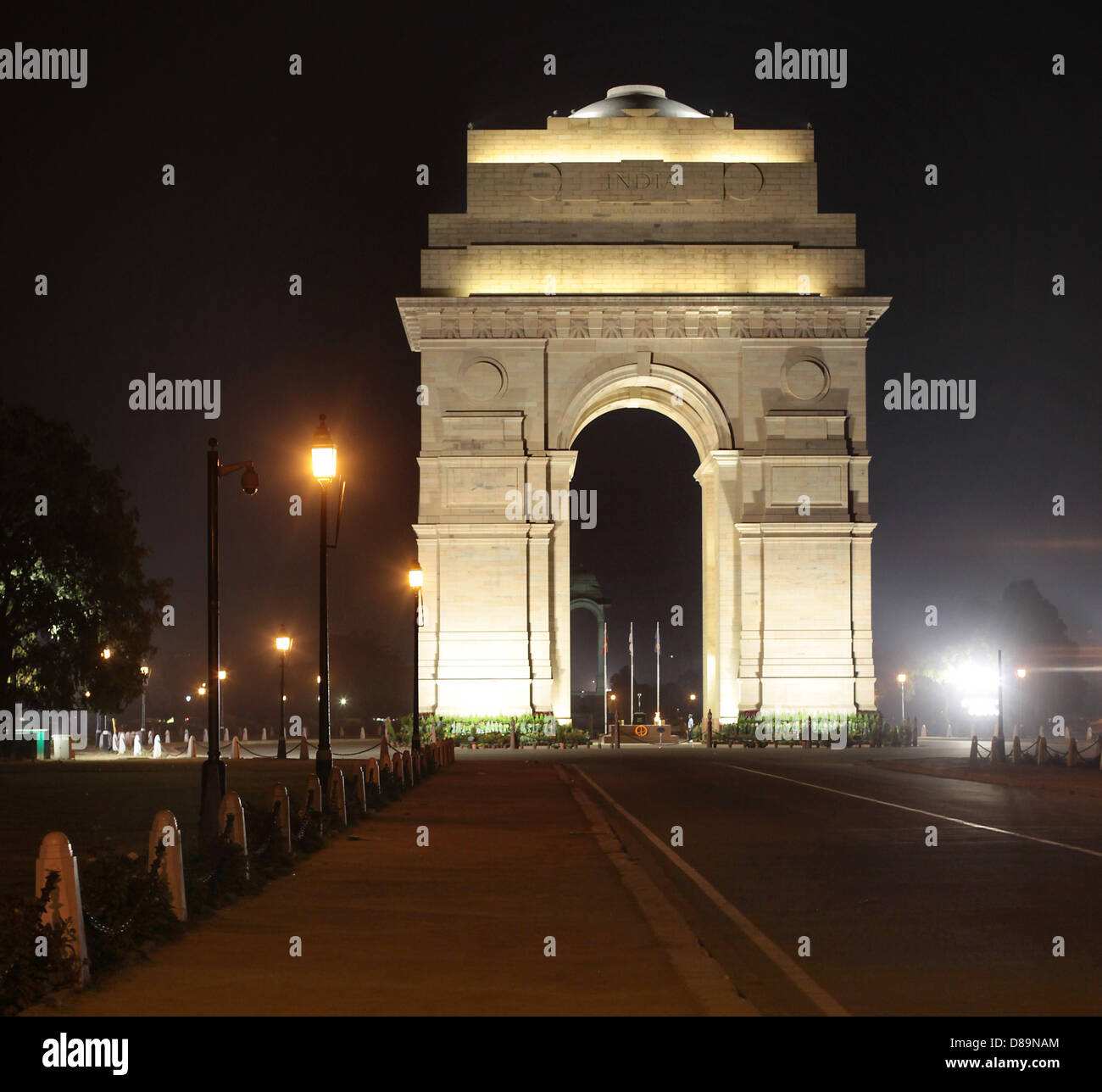 The India Gate (officially "All India War Memorial") illuminated at ...