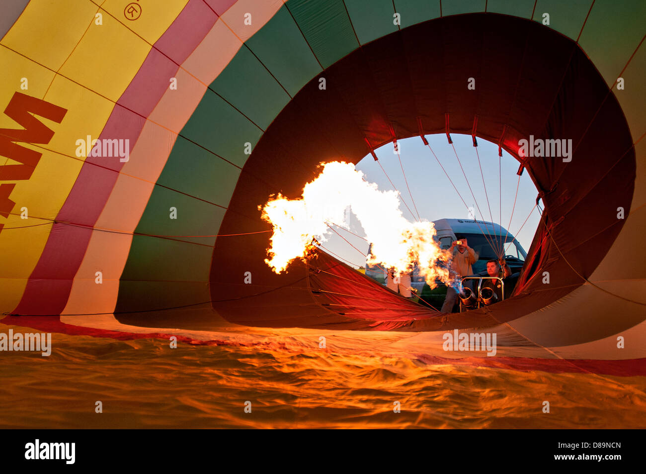 Inside a hot air balloon at the Rocky Mountain Balloon Festival Stock ...