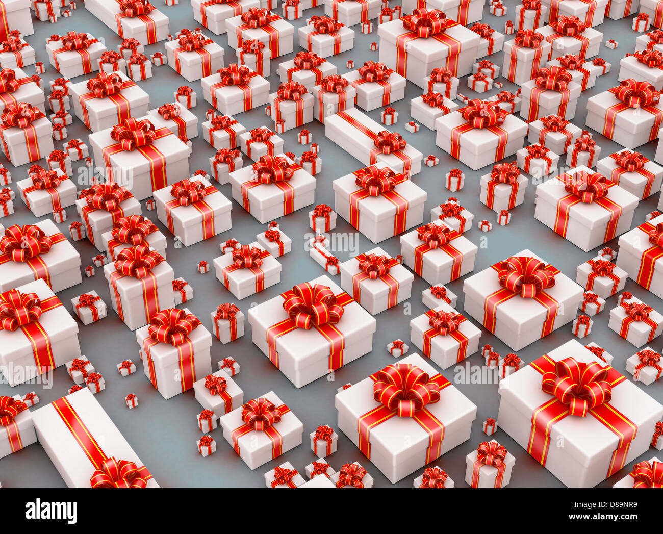 Hundreds gift boxes on gray background Stock Photo - Alamy
