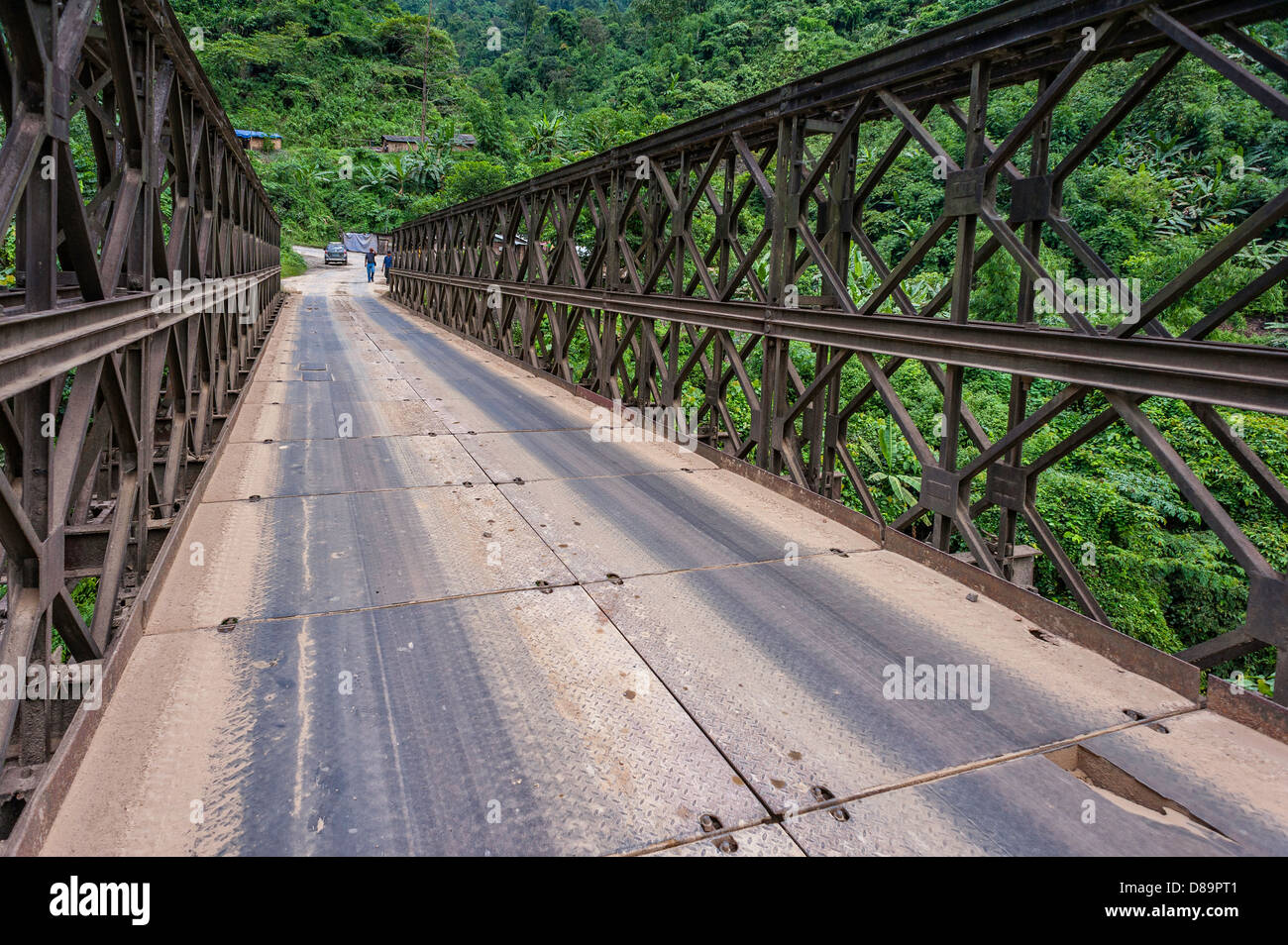 Modern bridge over deep valley gorge along the main road between Assam ...