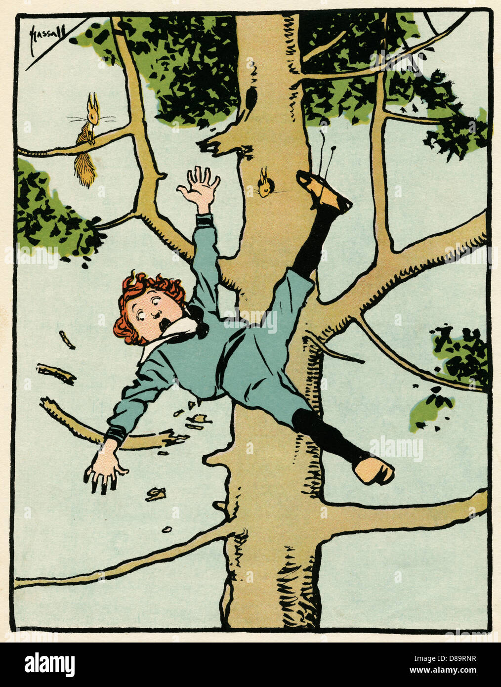 Boy Falls From A Tree Stock Photo - Alamy