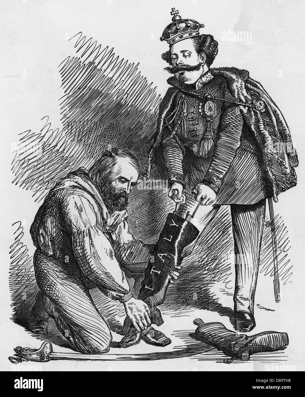 Cartoon, Right Leg in the Boot at Last Stock Photo - Alamy