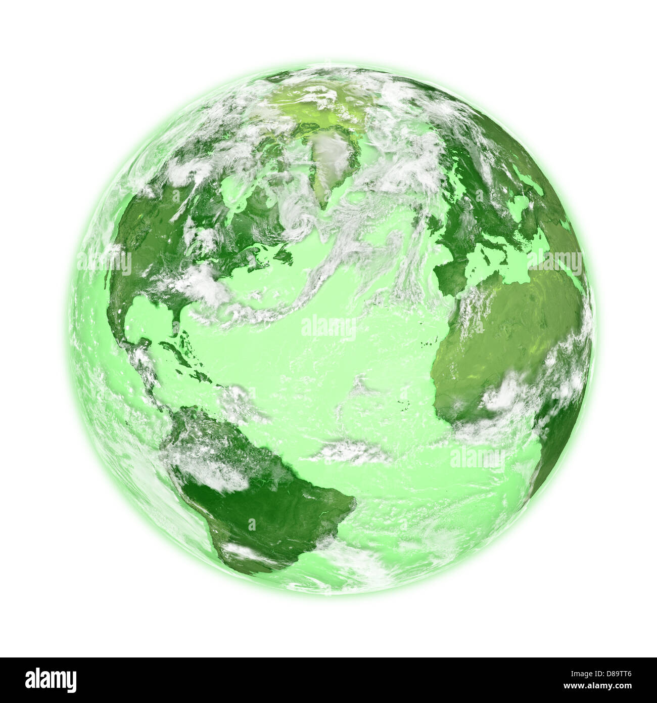 Green planet Earth with clouds isolated on white background. Elements ...