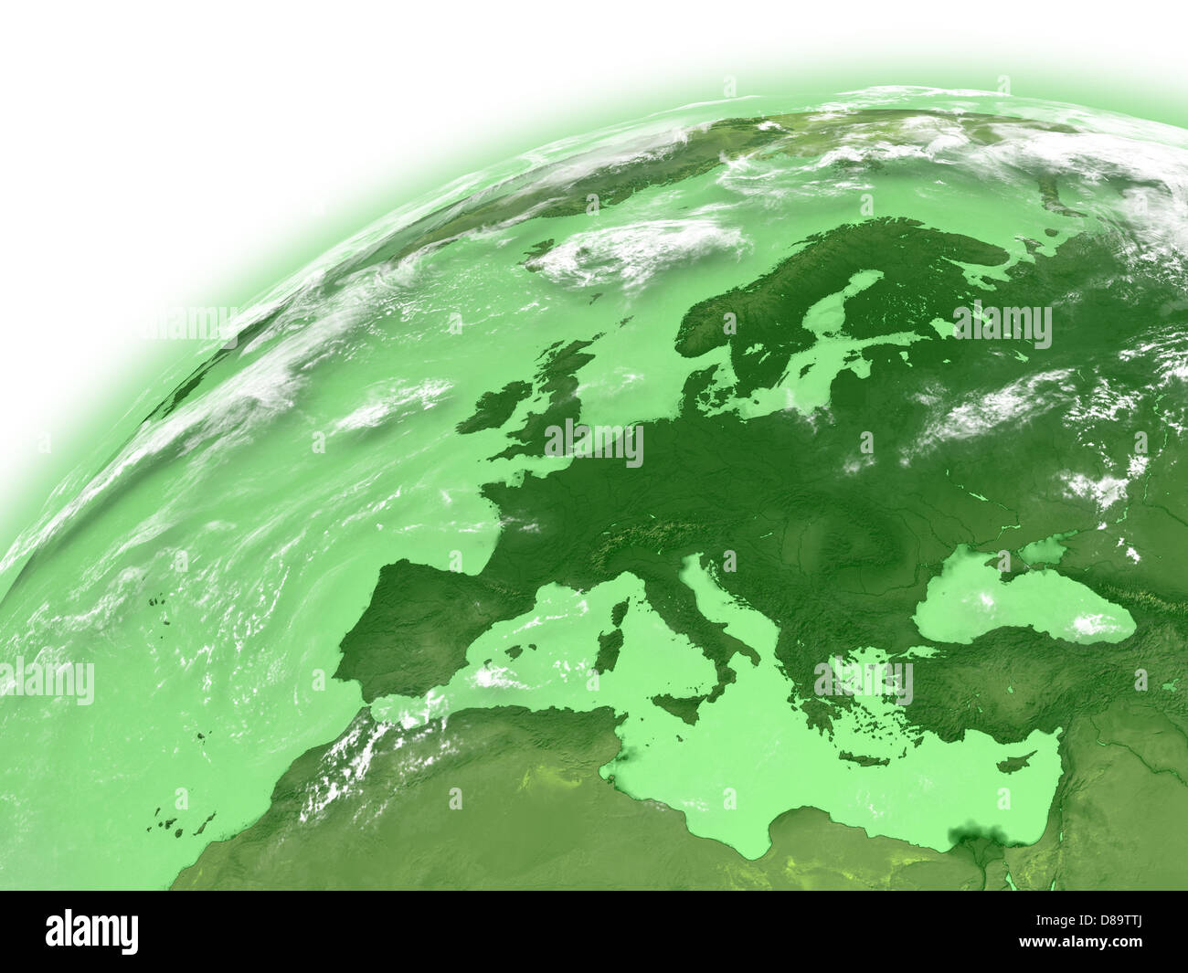 Europe on green planet Earth isolated on white background. Elements of ...