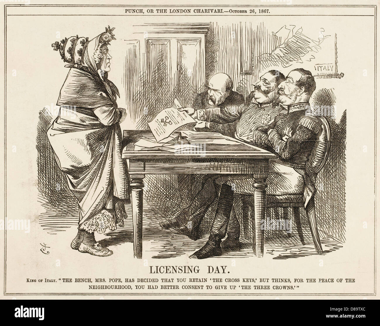 Cartoon, Licensing Day (Papal Rule Stock Photo - Alamy