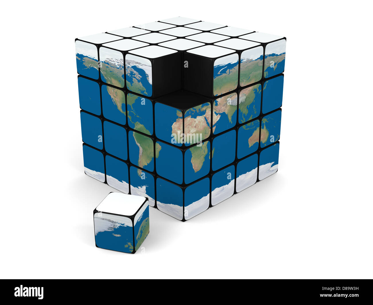 Concept of planet Earth made of cubes, isolated on white background ...