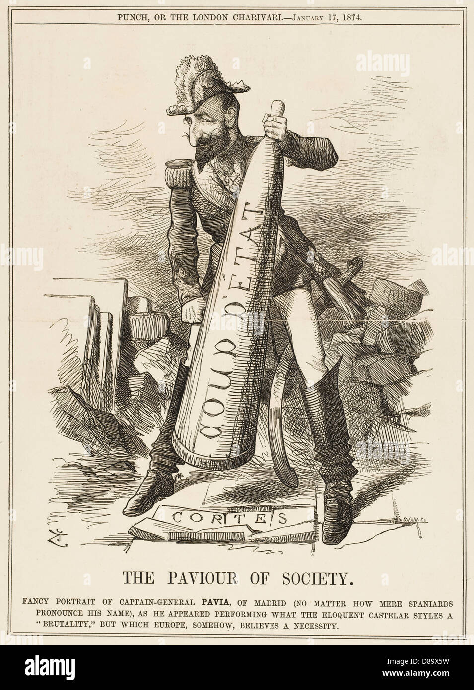 Cartoon, The Paviour of Society (Cortes dissolved Stock Photo - Alamy