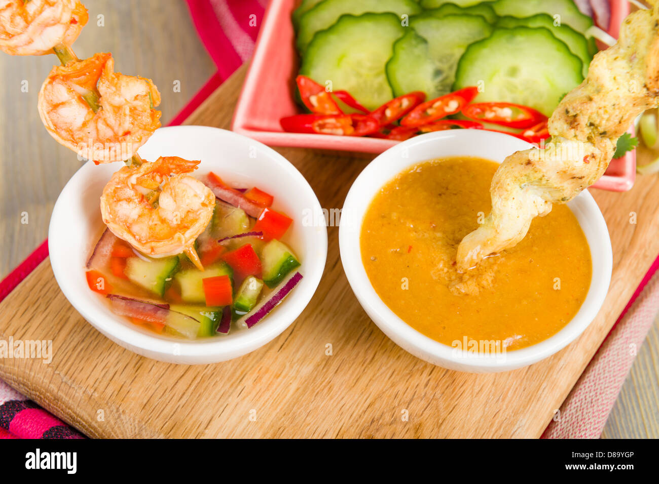 Sate Gai & Sate Goong - Thai chicken and prawn satays served with ...