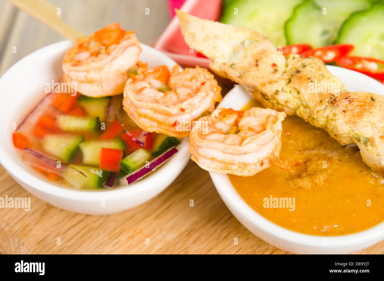 Sate Gai & Sate Goong - Thai chicken and prawn satays served with ...