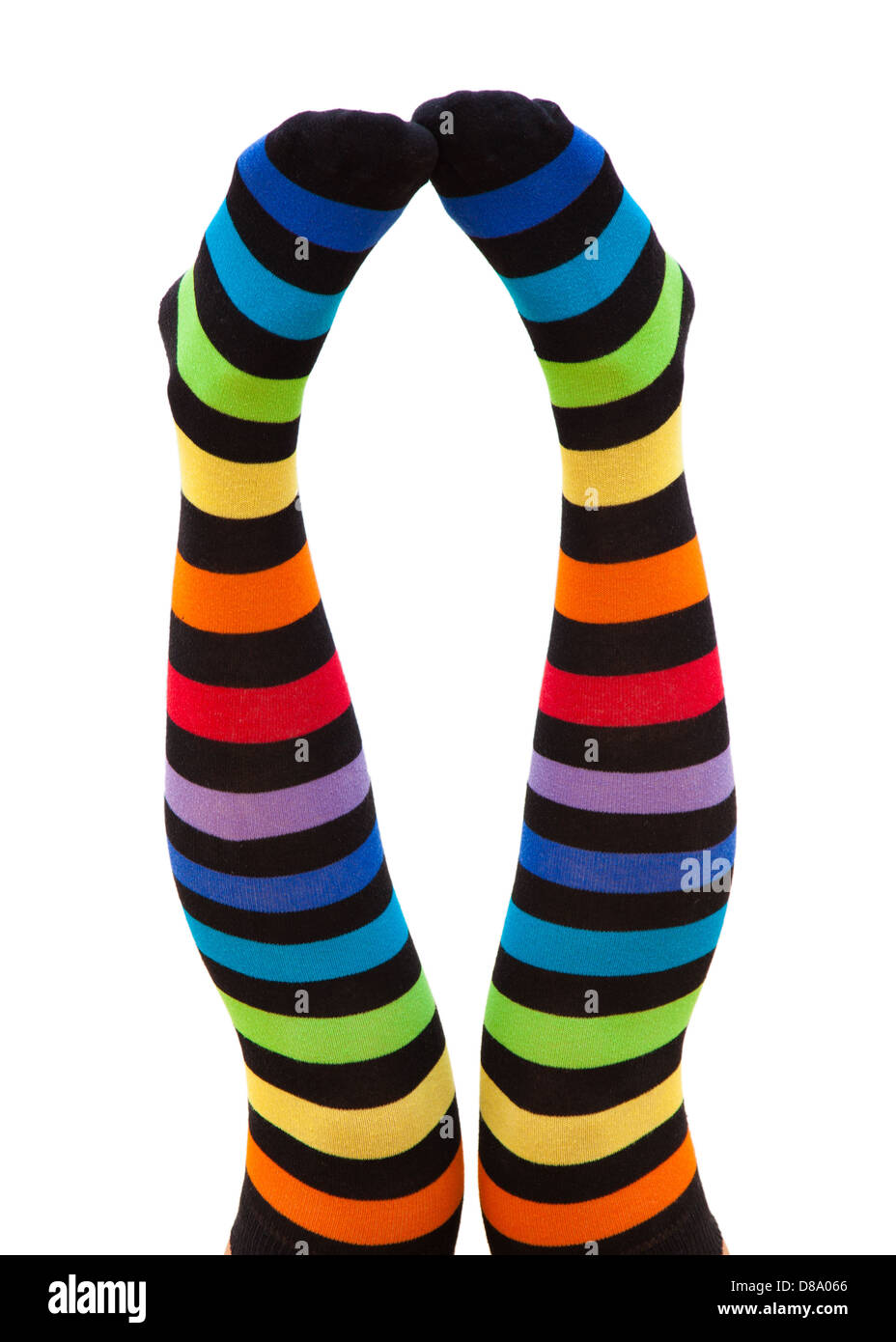 female legs in striped stockings Stock Photo - Alamy