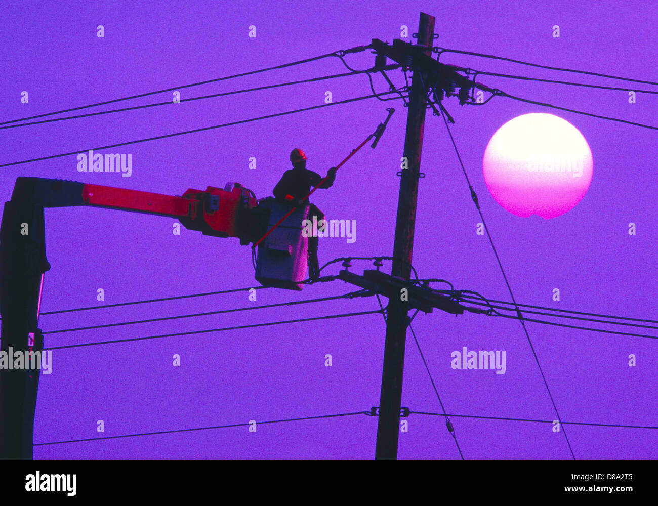 Utility worker pole hi-res stock photography and images - Alamy