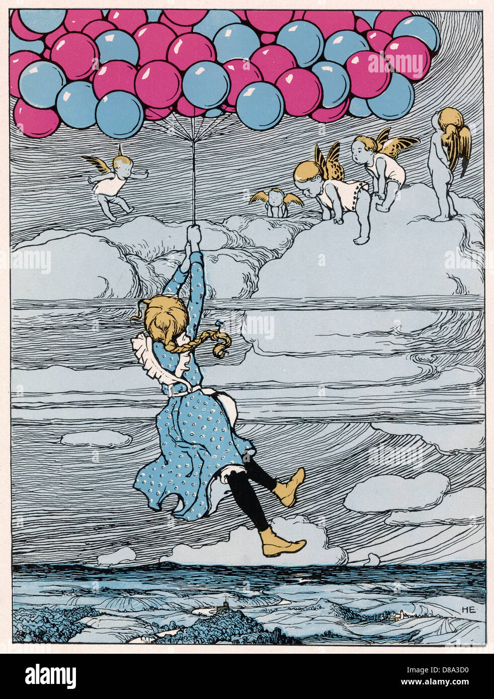 GIRL BORNE BY BALLOONS Stock Photo - Alamy