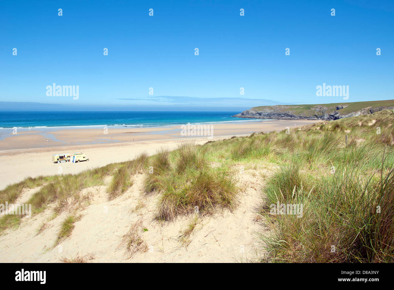 sand dunes at holywell bay in cornwall, uk Stock Photo - Alamy