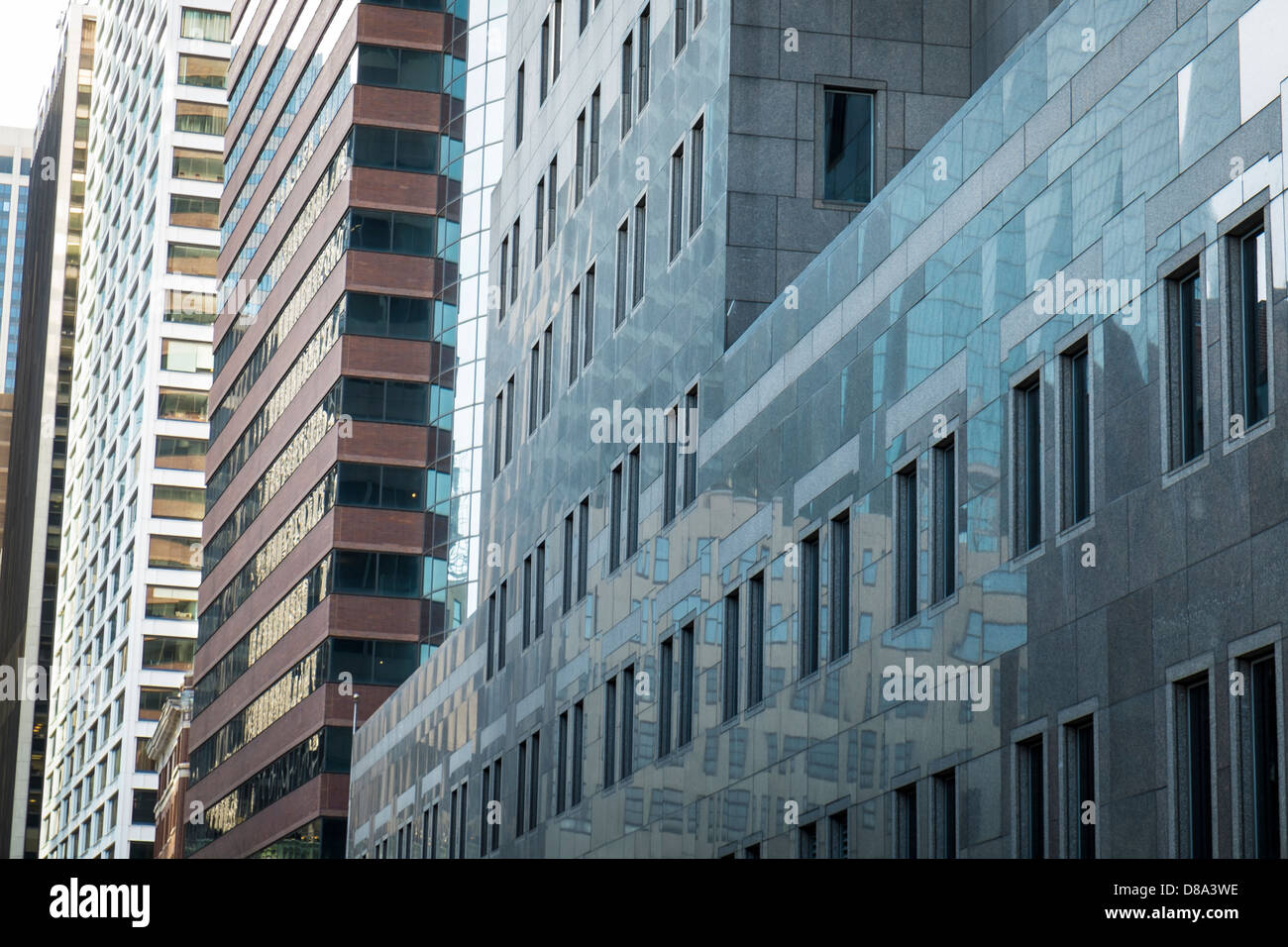Reflective glass skyscrapers in Manhattan, New York City Stock Photo ...