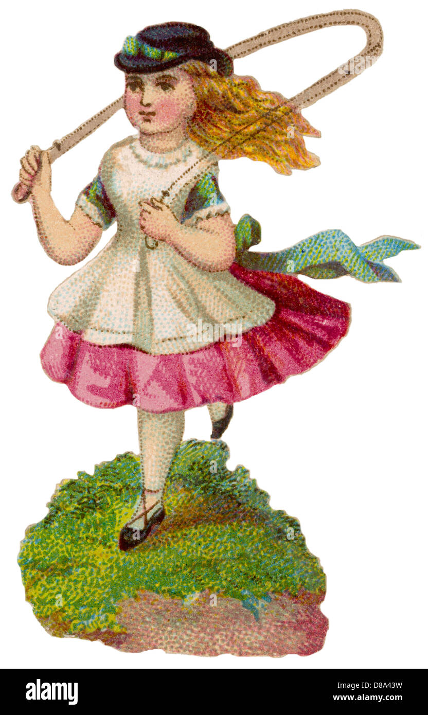 Victorian Scrap: Skipping Girl Stock Photo - Alamy