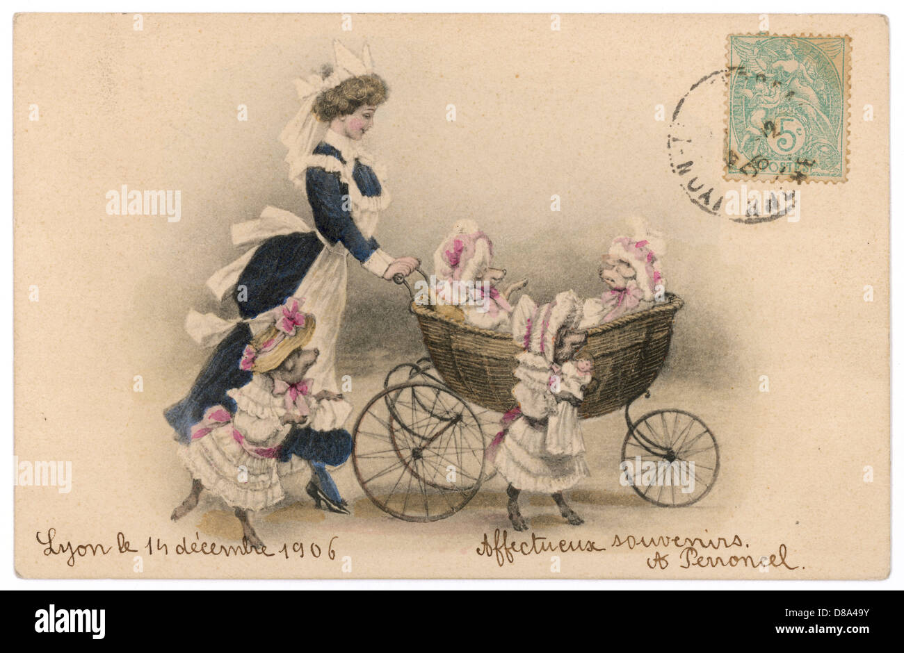 PIGS WITH PRAM & NANNY Stock Photo - Alamy