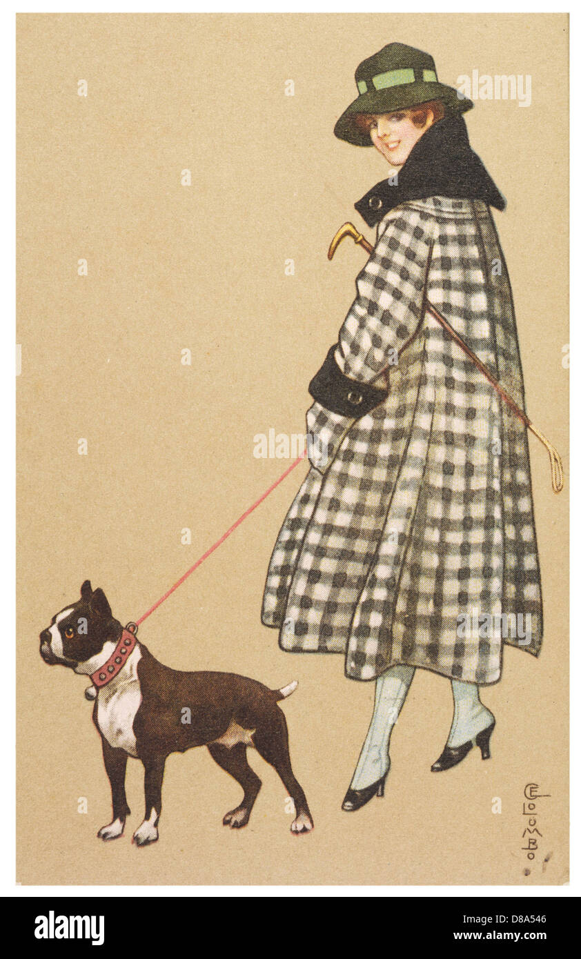 LADY & BOSTON TERRIER Stock Photo - Alamy