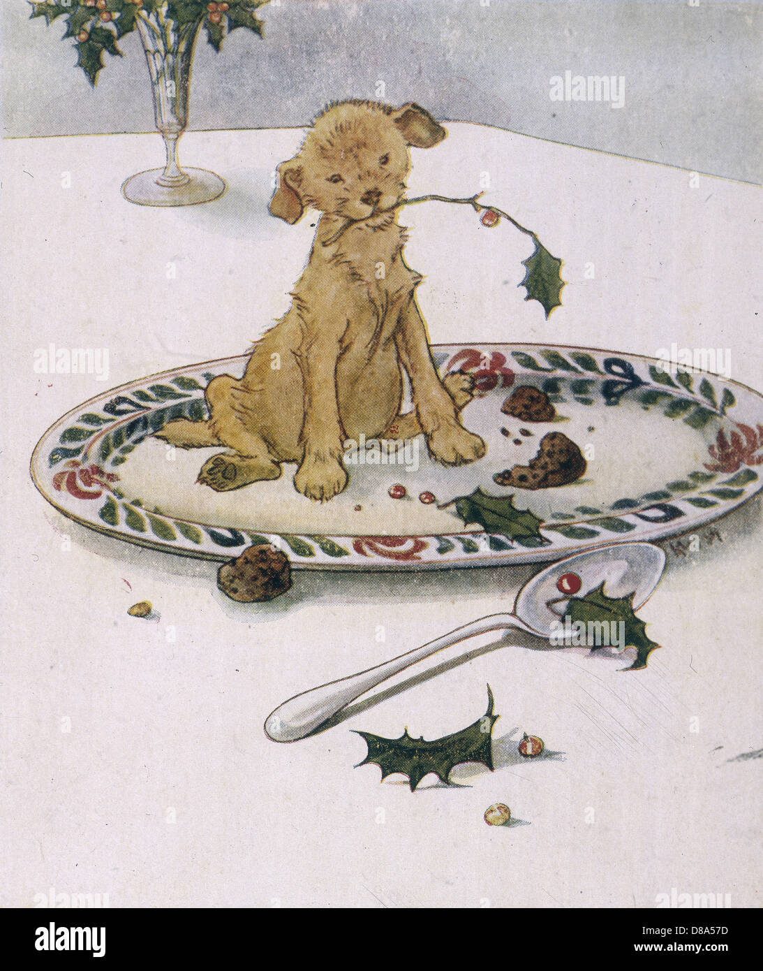 Puppy And Xmas Pudding Stock Photo - Alamy