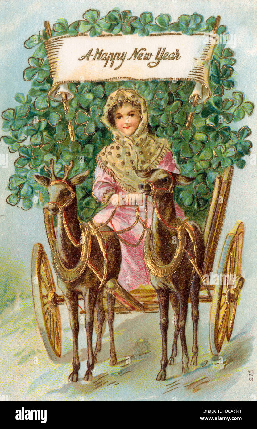 New Year Clover Cart Stock Photo - Alamy