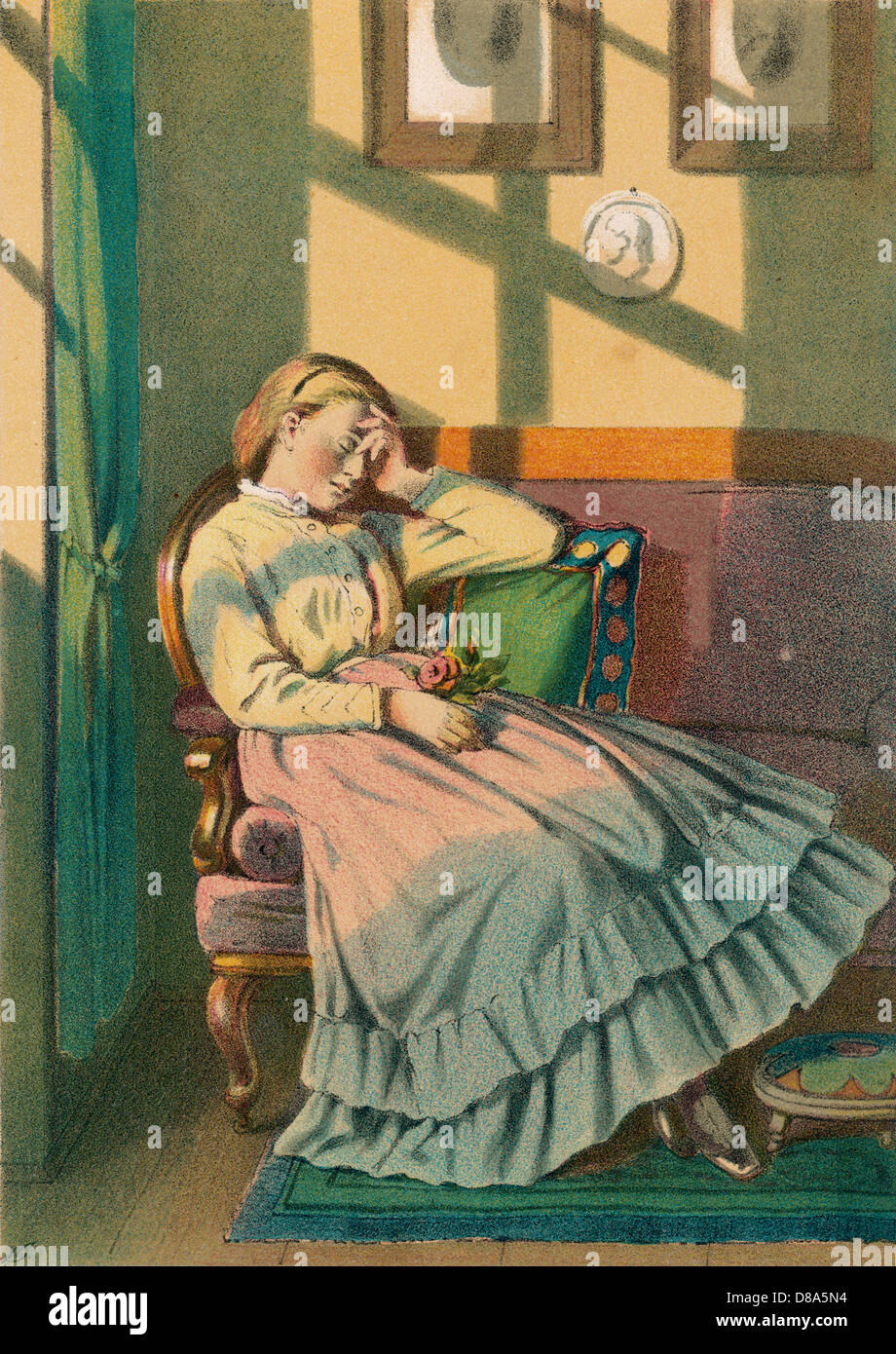 GIRL ASLEEP IN CHAIR Stock Photo - Alamy