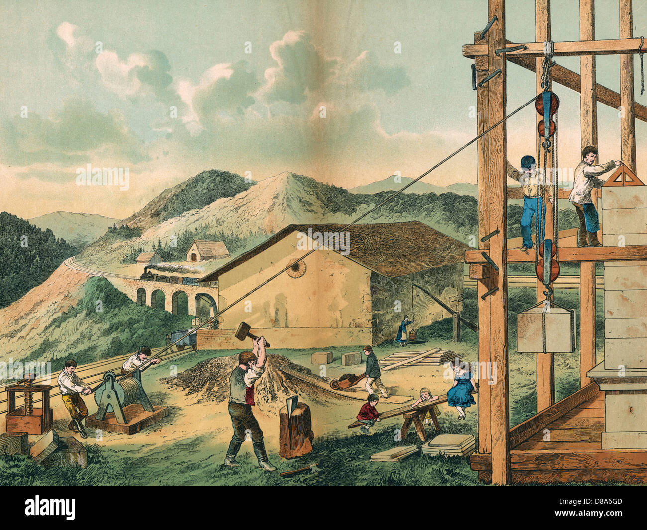 BUILDING OPERATIONS 1882 Stock Photo - Alamy