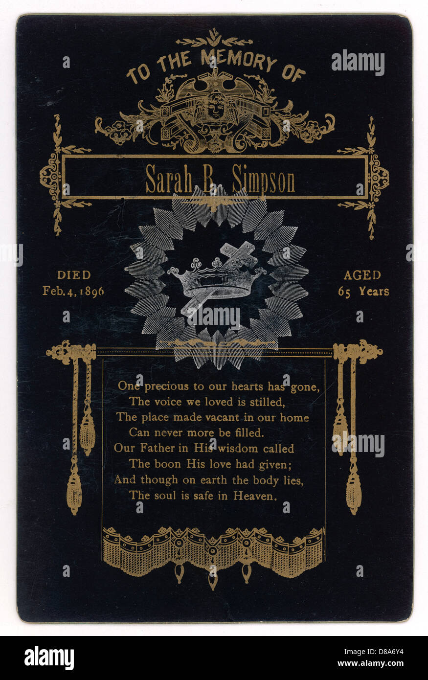 Victorian Mourning Card Stock Photo - Alamy