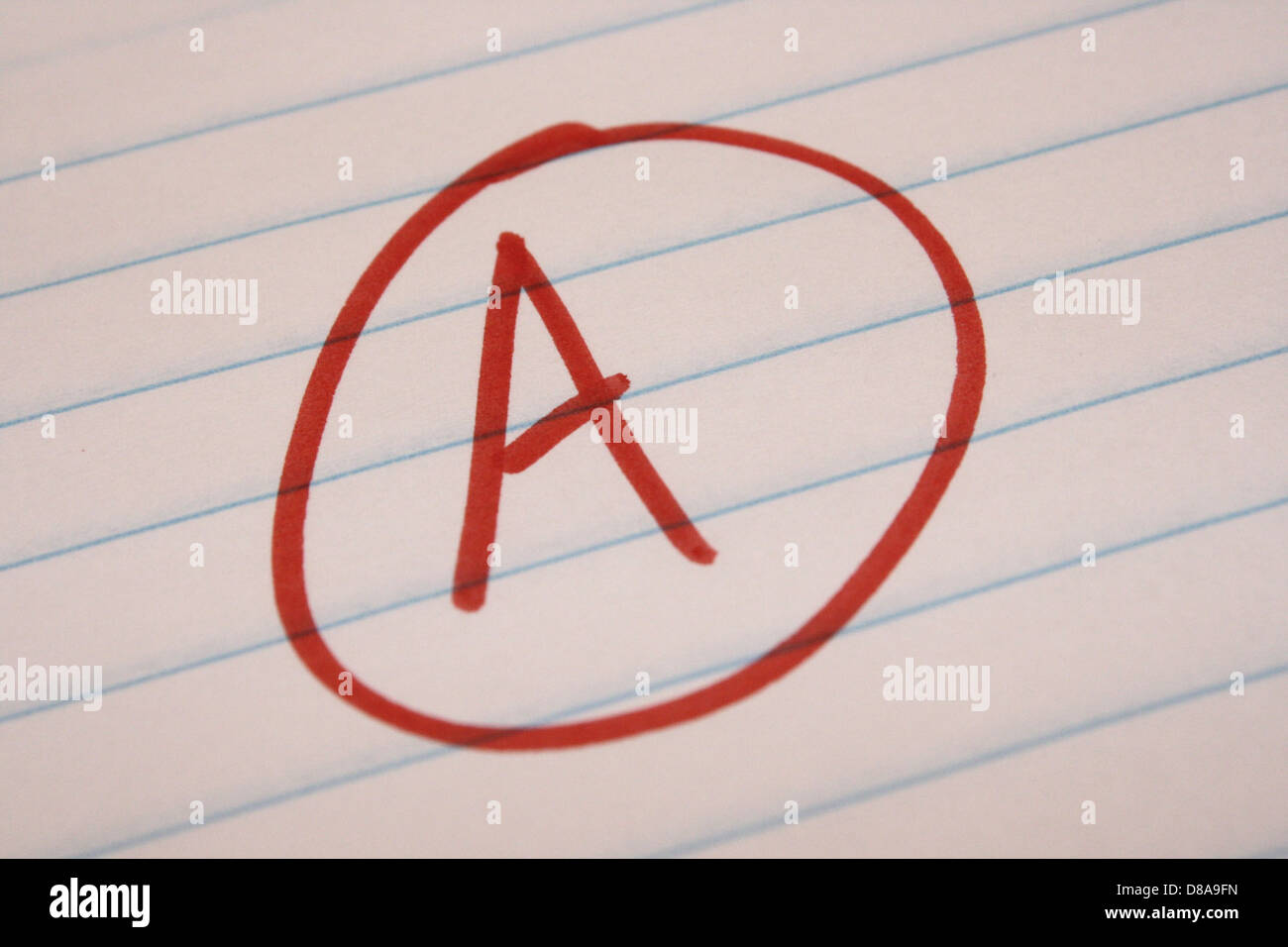 A close-up of a school letter grade, specifically a letter grade ...