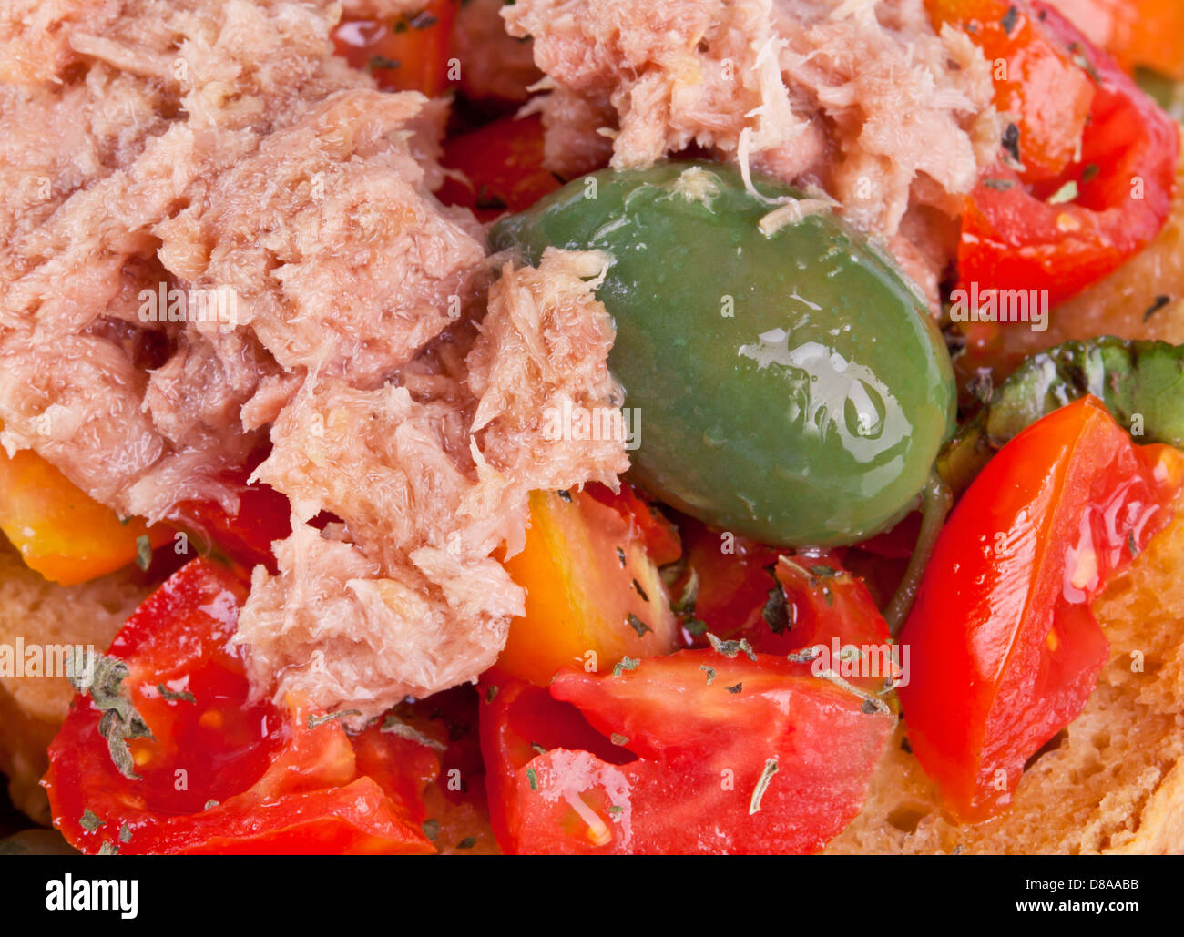 Fresella italian bread with tuna and tomatoes Stock Photo - Alamy