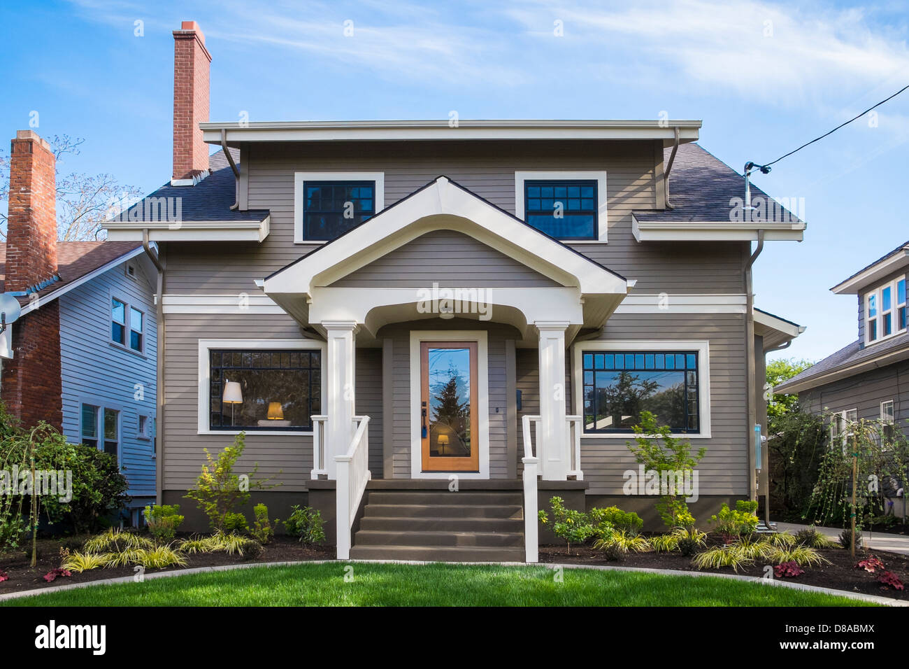 Blue White Craftsman House
