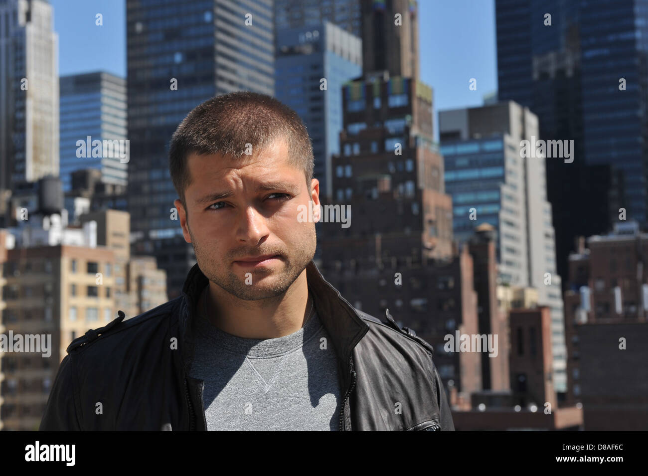 Male actor head shot showing action movie character Stock Photo - Alamy