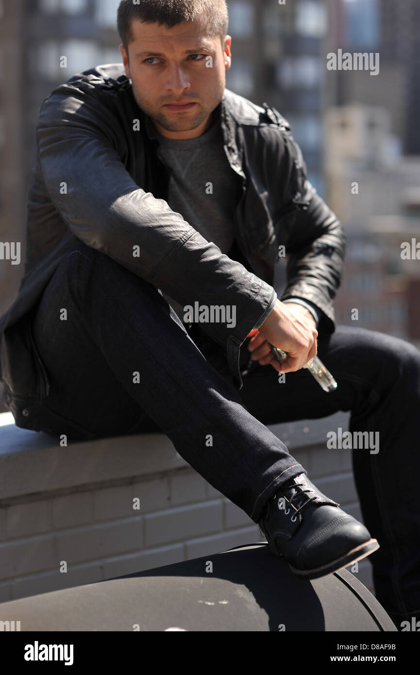 Male actor head shot showing action movie character Stock Photo - Alamy