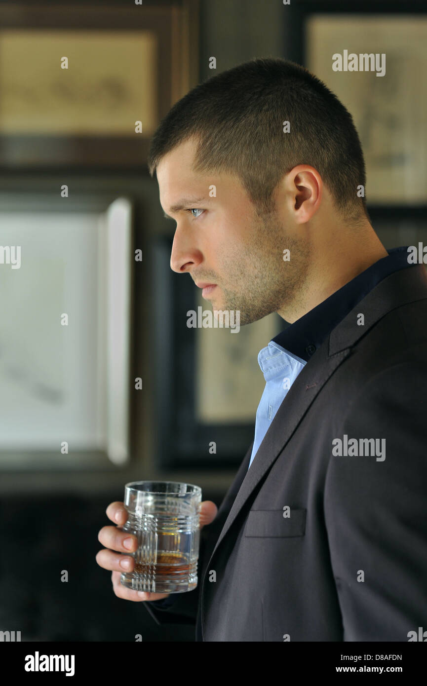 Male actor head shot showing action movie character Stock Photo - Alamy