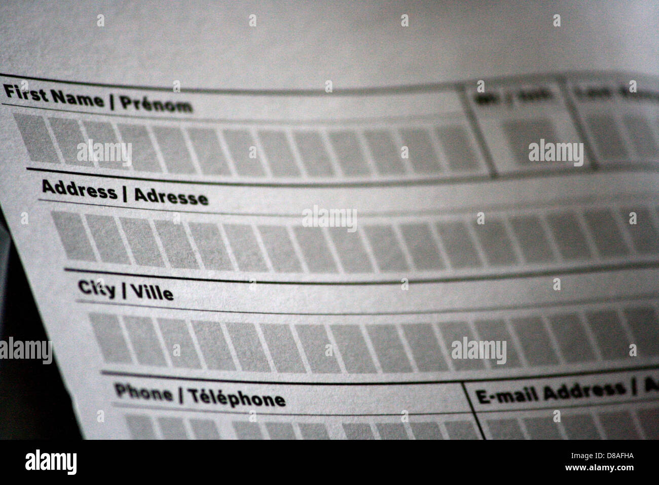 A form with fields for name and address information, typically used for ...