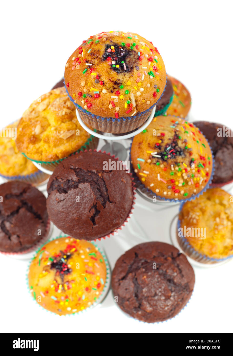 Sweet muffins on white background Stock Photo - Alamy