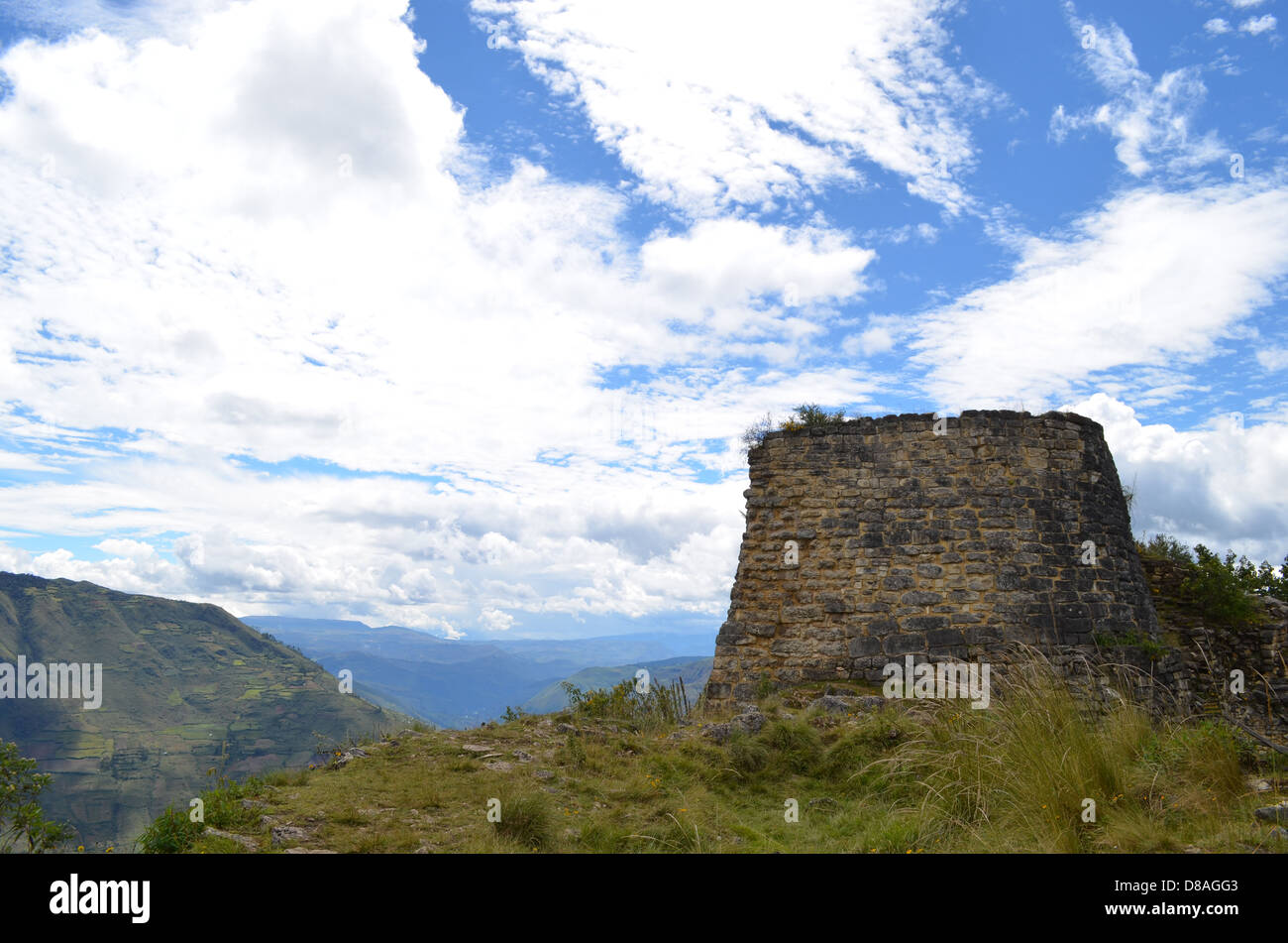 Inca style watch tower at the Kuelap archaeological site. Chachapoyas ...