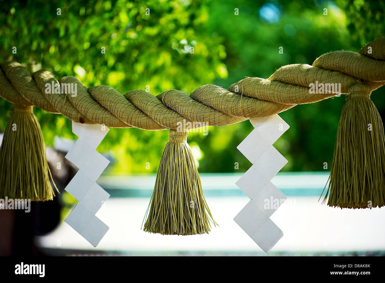 Sacred rope with Shide at the Meiji Shrine in Tokyo, Japan Stock Photo ...