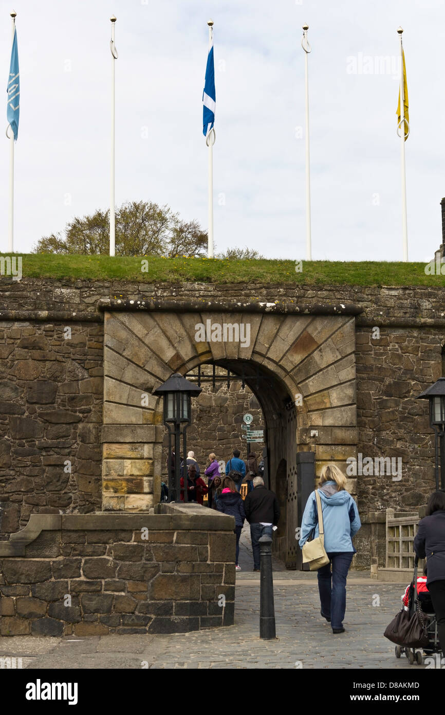 Tourists passing through the entrance gate of the Stirling Castle in ...
