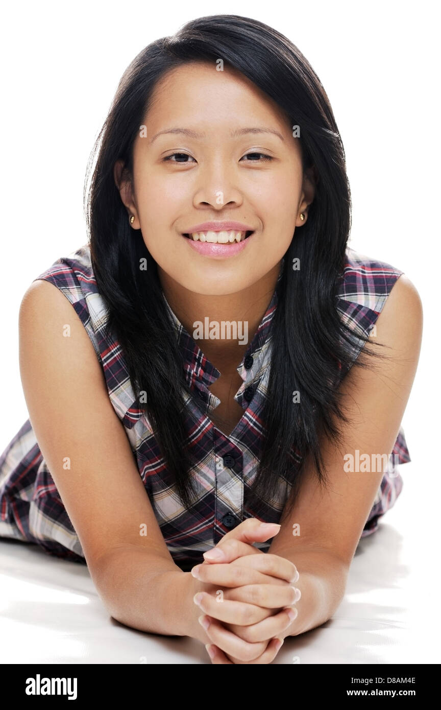 Smiling asian lady looking happy Stock Photo - Alamy