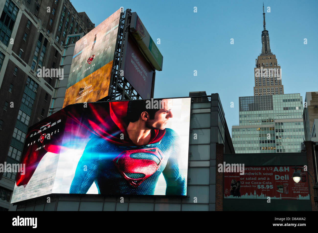 New York, USA. 21st May 2013. On a 7th Avenue large electric billboard ...