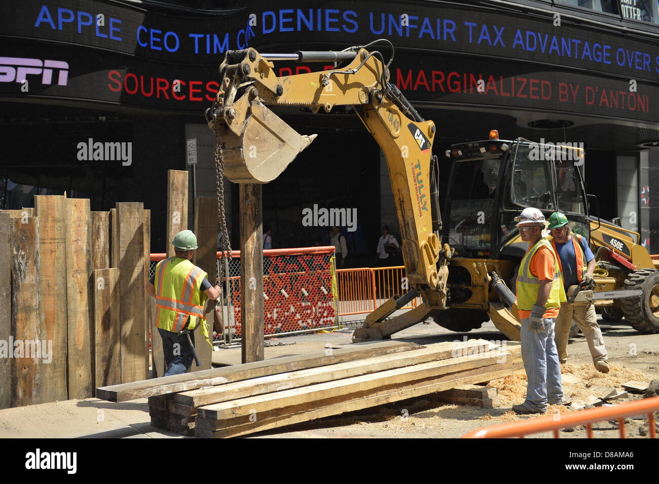 New York, USA. 21st May 2013. At Times Square construction site ...