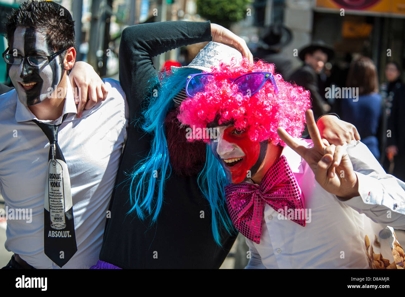 Young orthodox youths in Purim costume Photographed in Bnei Brak ...