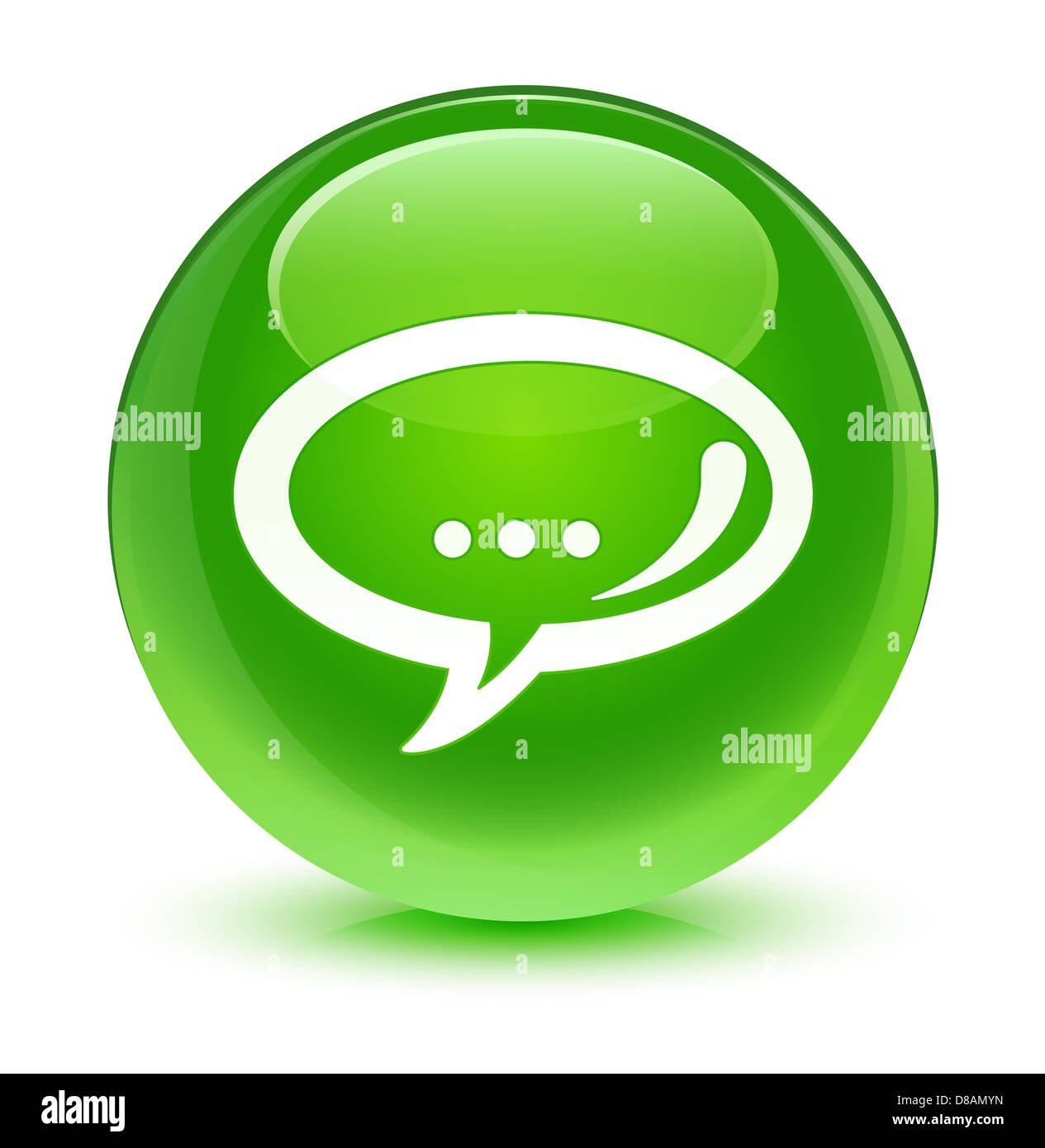 Chat icon glassy green button Stock Photo - Alamy