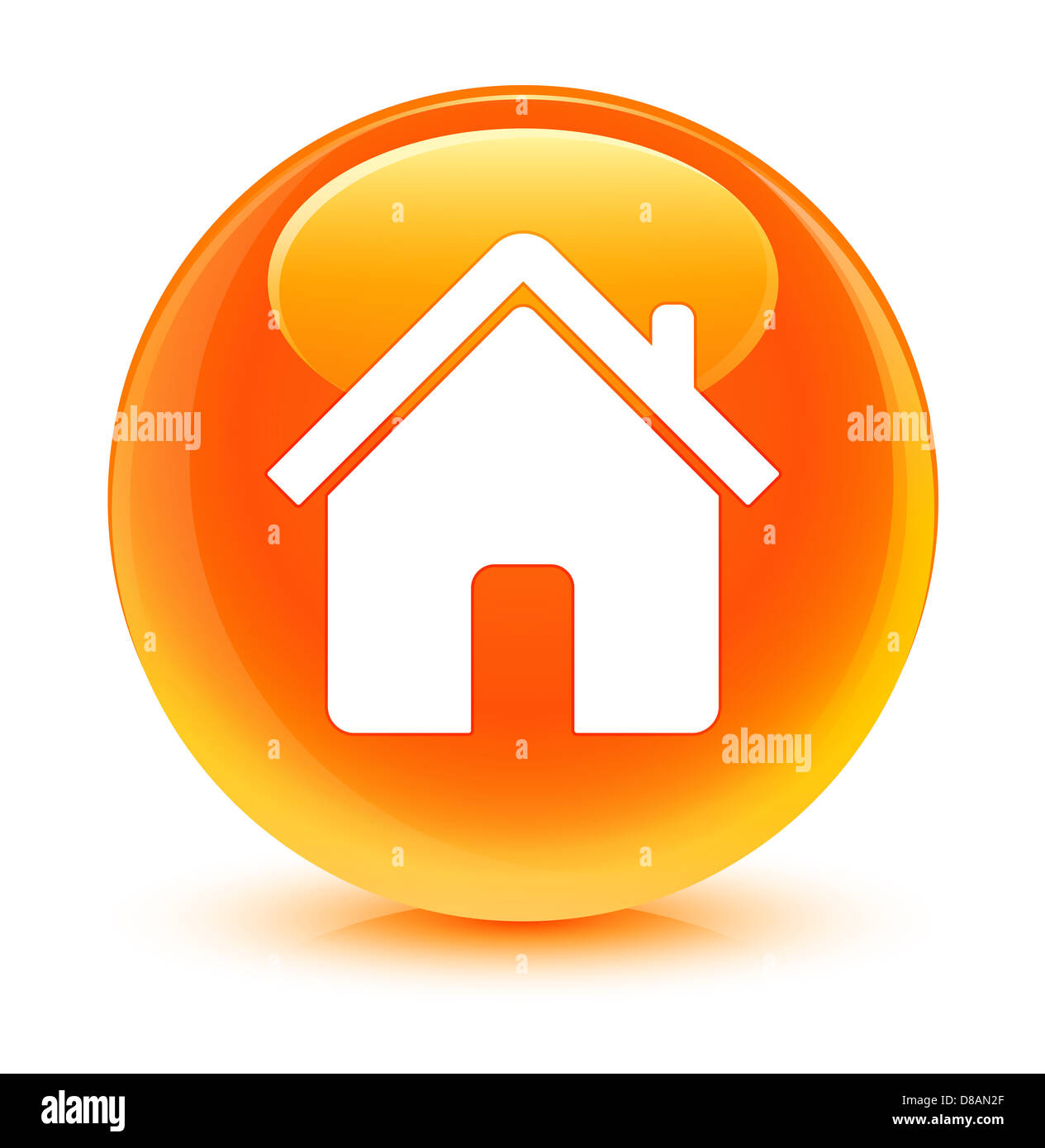 Home icon glassy orange button Stock Photo - Alamy