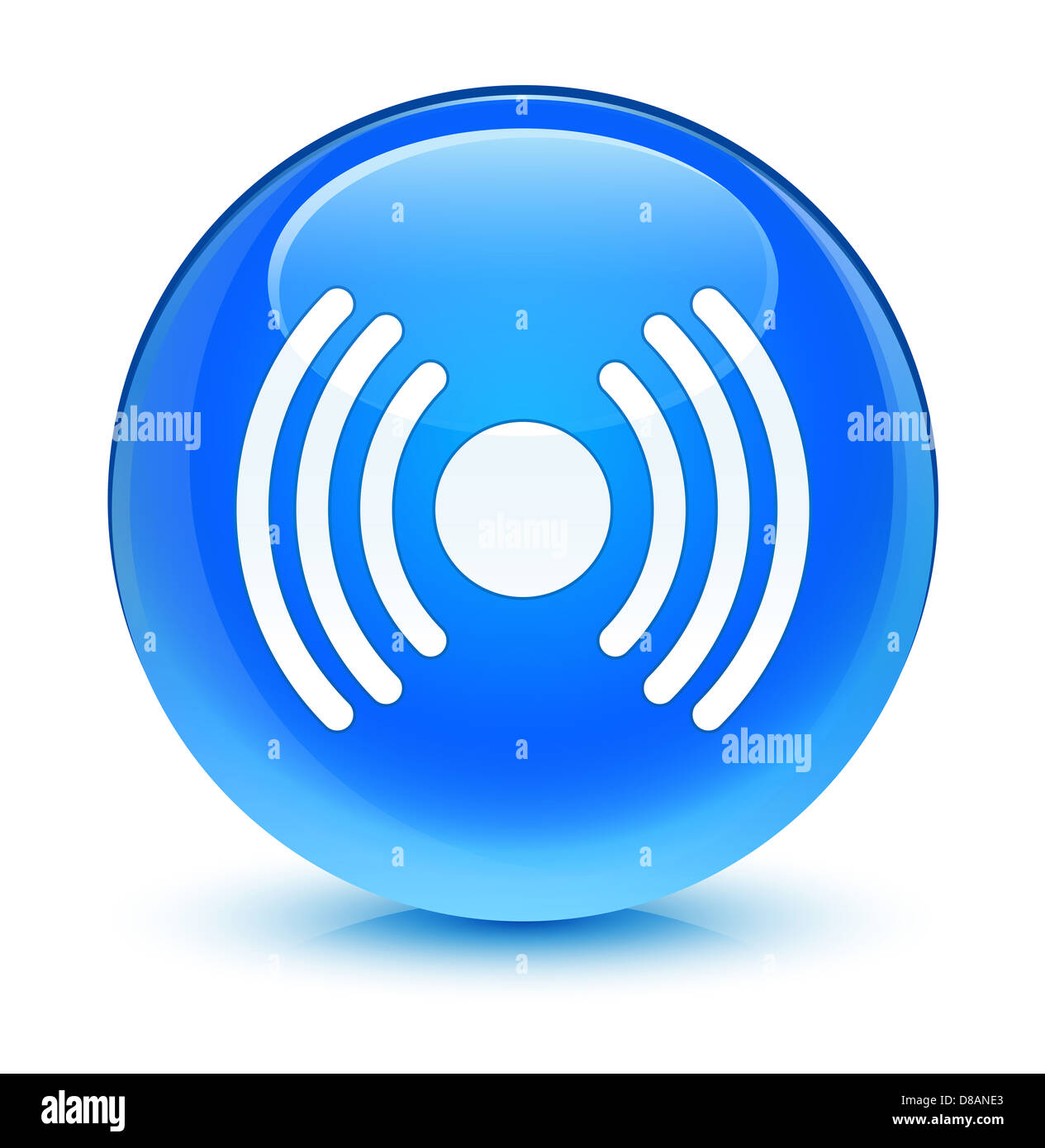 Network icon glassy blue button Stock Photo - Alamy