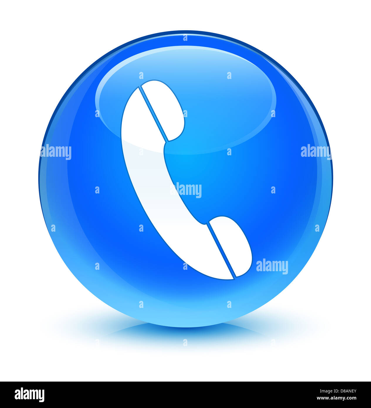 Phone icon glassy blue button Stock Photo - Alamy