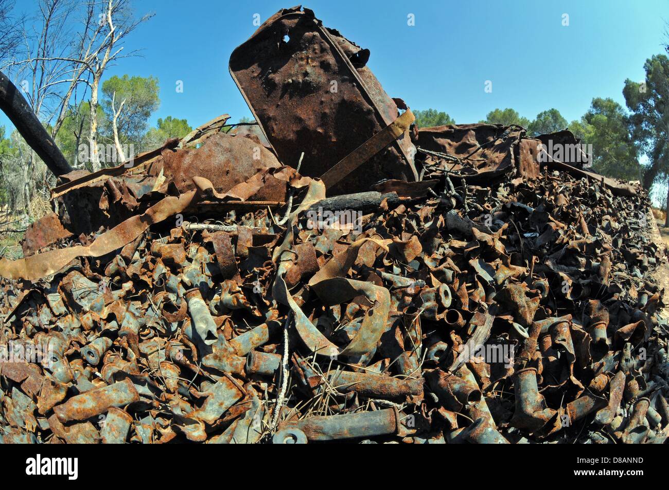 Weapon scrap is pictured on an open-air ground that serves the ...